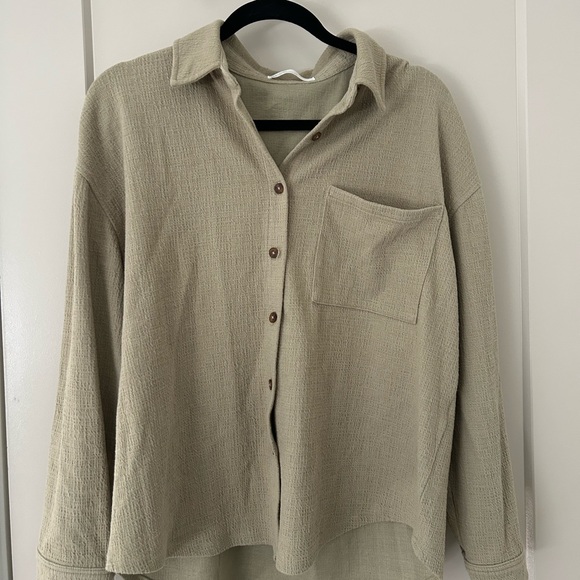 OAK + FORT | Tops | Oak Fort Textured Green Shirt | Poshmark